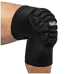 Klein Tools 60614 Knee Pads, Lightweight Padded Knee Sleeves, Breathable Mesh Back, Elastic Cuff with Slip-Resistant Silicone, S/M, Black