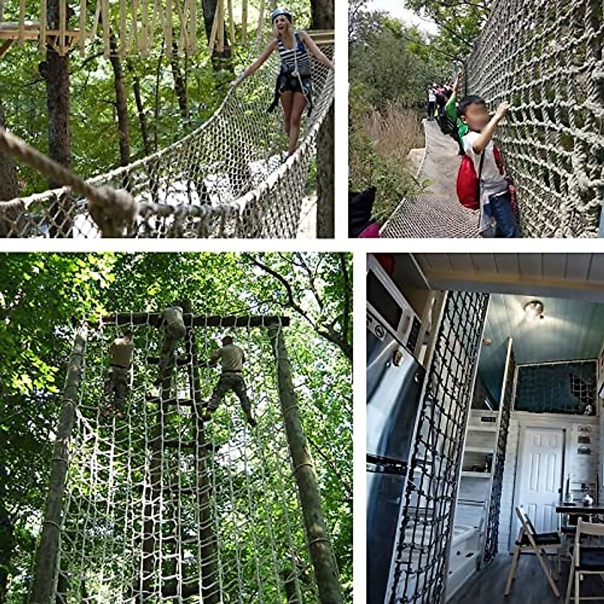 Outdoor Climbing net for Kids Adults, Backyard Playground net, Durable Climbing Cargo net Rope Ladder for Balcony Railing Protection, Stair Fall Prevention, attic Ceiling Decoration.(Size:2m* 2m)