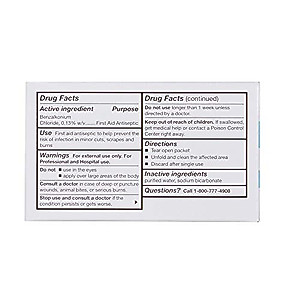 McKesson Benzalkonium Chloride Towelettes, Antiseptic Cleansing, Individual Packet, 100 Wipes, 1 Pack