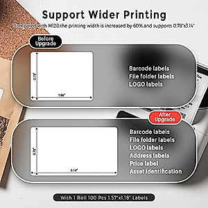 Phomemo M220 Label Maker, Upgrade 3 Inch Barcode Label Printer, Portable Sticker Maker Machine for Barcode, Name, Address, Labeling, Mailing, Home, Office & Small Business, Compatible with Phones&PC
