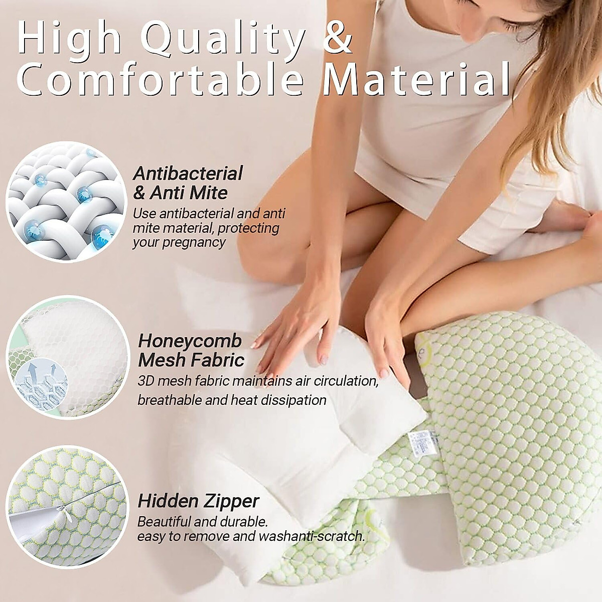 ZiZa Pregnancy Pillows, Maternity Pillow, Pregnancy Pillow Side Sleeper, Pregnancy Pillows for Sleeping on Stomach