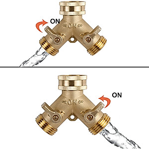 VankRing Garden Hose Y Splitters 2 Way Heavy Duty Brass 3/4" Water Splitter, Garden Water Timer, 2 Kink-Free Faucet Extension Hose Protector with 1 Set Garden Hose Quick Connectors
