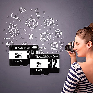 TEAMGROUP Micro 32GB x 10 Pack UHS-I U1 Class 10 SDHC SDXC Read Speed up to 100MB/s High Speed Flash Meomry Card with Adapter for Camera, Surveillance, Full HD Shooting TUSDH32GCL10U66