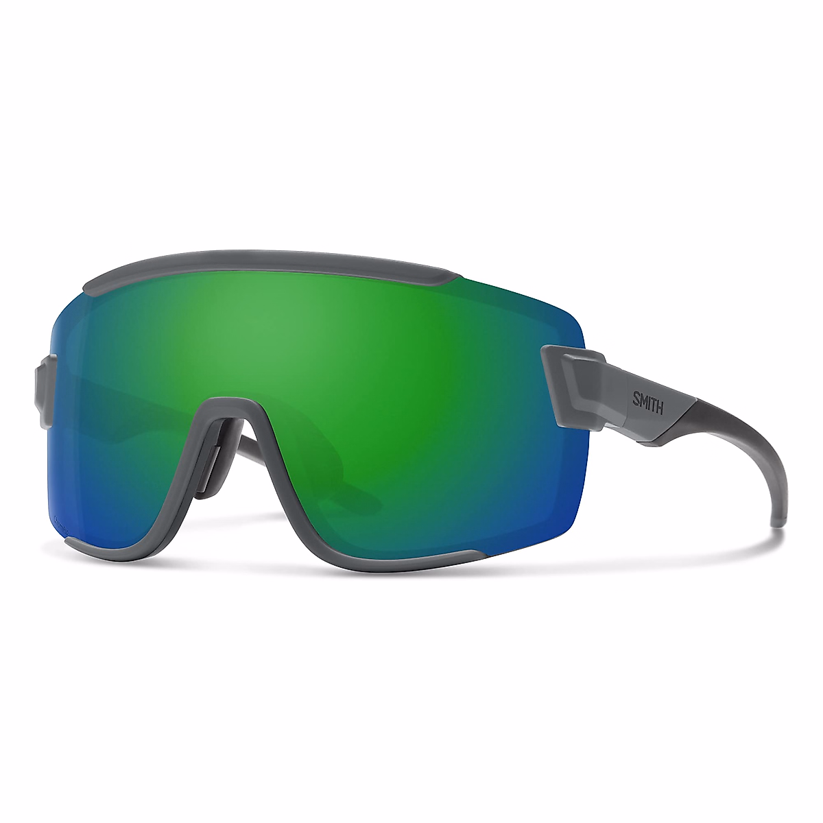 SMITH Wildcat Sunglasses with ChromaPop Lens – Shield Lens Performance Sports Sunglasses for Biking, MTB & More – For Men & Women – Matte Cement Viz + Green Mirrored Lens