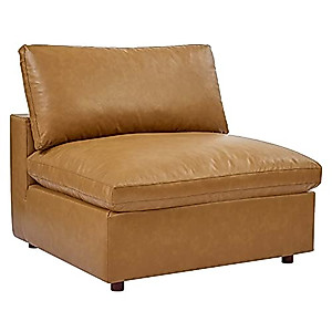 Modway Commix Modular Sofa, U Shaped Reclining Sectional, Tan Vegan Leather