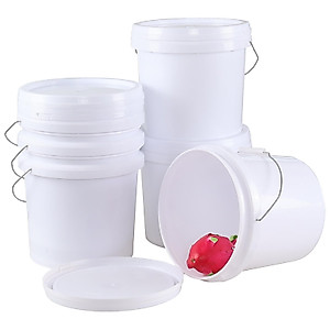 Farmoon 6 Packs 4 Gallon Food Grade Sealable Bucket, White Round Bucket With Lid