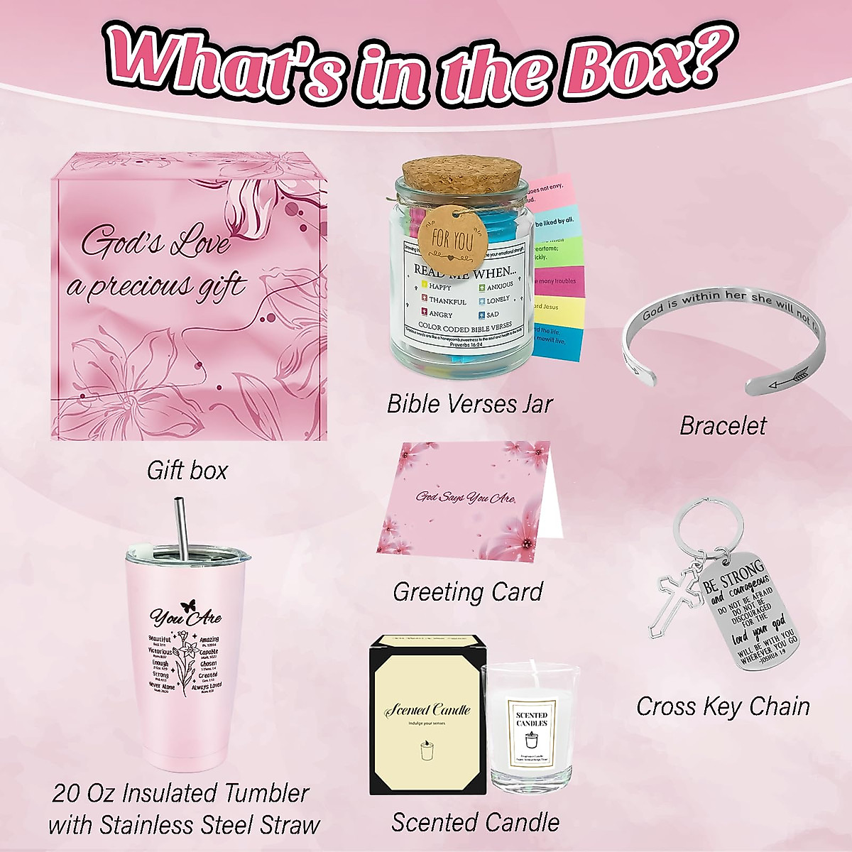 Christian Gifts for Women, Unique 8 Pcs Inspirational Gifts for Women, Religious Gifts for Women for Christmas, Thanksgiving, Easter, Birthday, Spiritual Gifts for Women, Mom, Sister, Friend, Wife