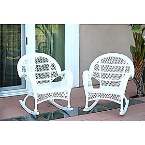 Jeco Wicker Rocker Chair, Set of 2, White