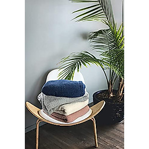 Knit Throw Blanket Super Soft Warm Blanket for Couch Lightweight Fluffy Blanket for Bed Sofa 50x60 Inches Cream