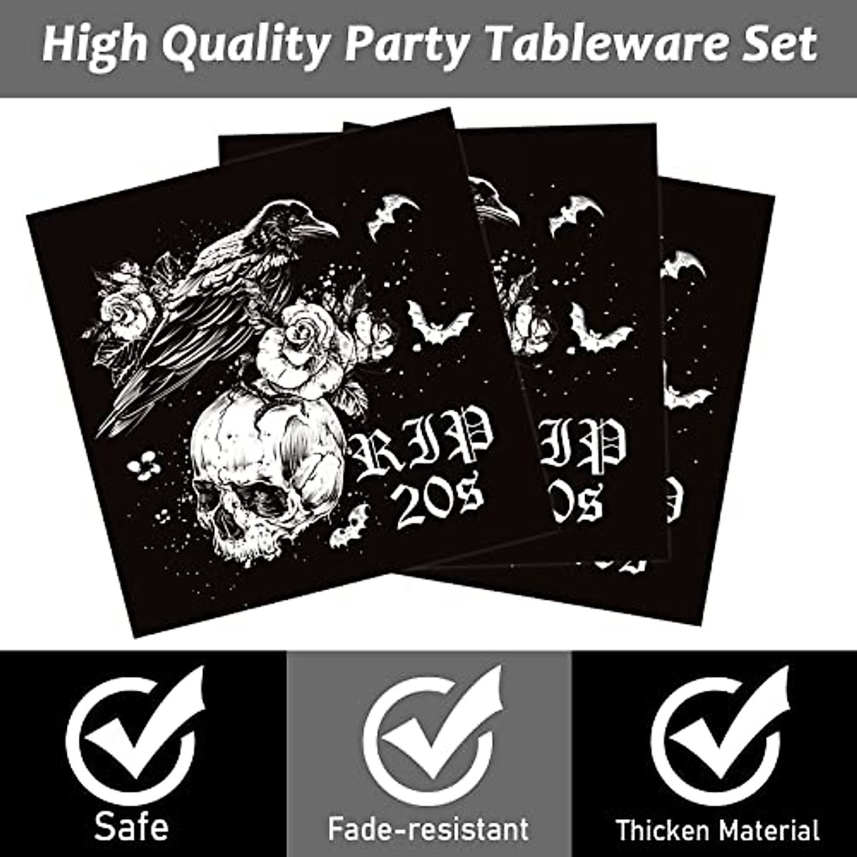 gisgfim 30th Birthday Party Supplies for 24 Guests Death To My Twenties Plates Napkins Forks Tableware Set Disposable Black Rip To My 20s Decorations Favors for Funeral for My Youth Party
