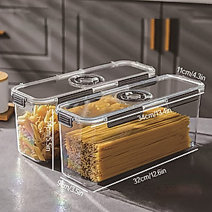 2Pcs Pasta Storage Container, Plastic Spaghetti Food Storage Box, Noodle Canister With Lid for Spaghetti, Noodles, Pasta, Eggs, Fruits Snacks (Size : 11.4L)