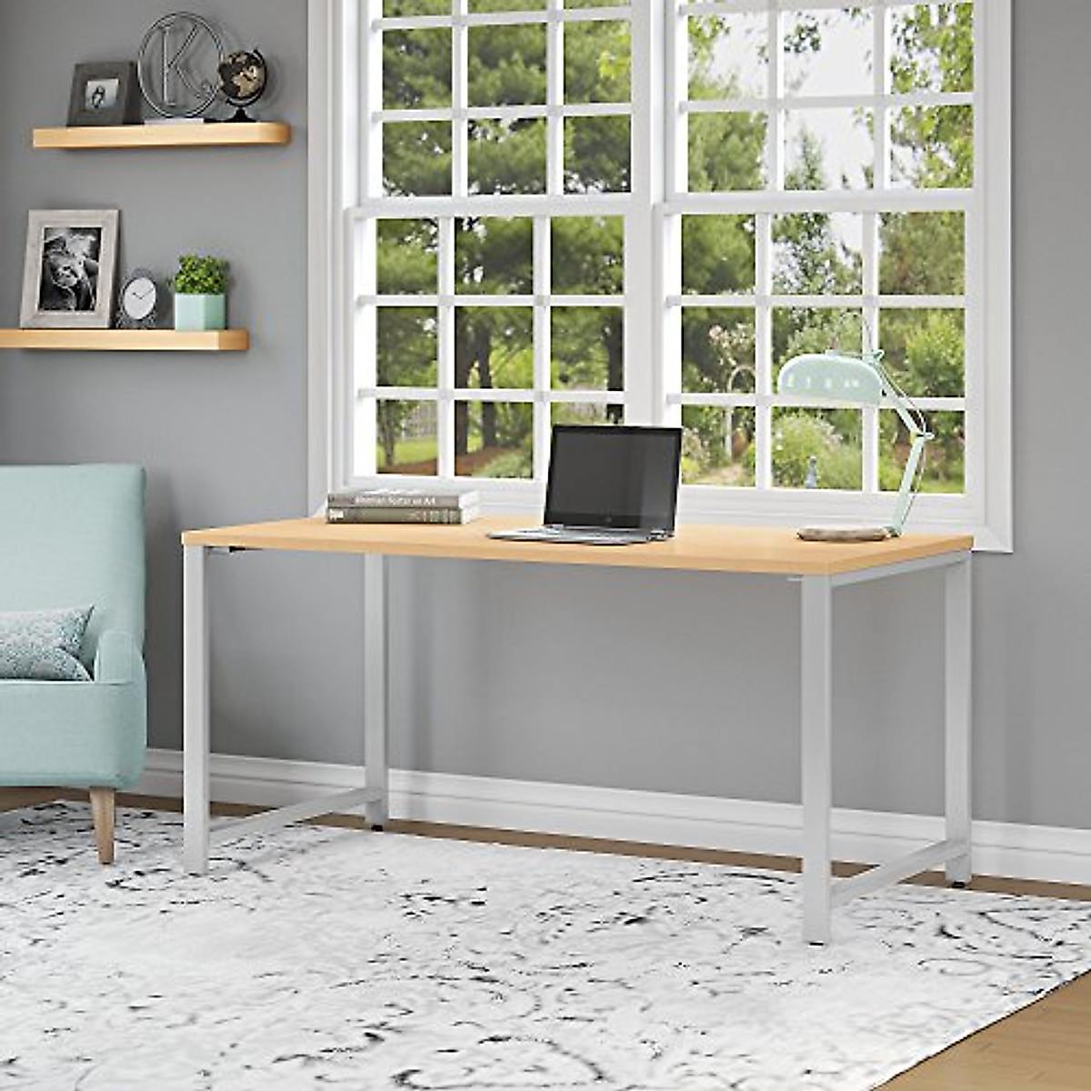 Bush Business Furniture 400 Series Table Desk with Metal Legs, 60W x 30D, Natural Maple