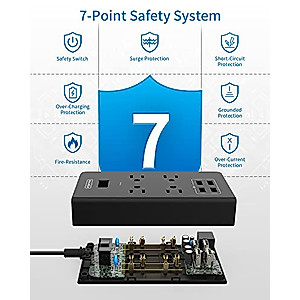 2 Prong Power Strip with Flat Rotating Plug, NTONPOWER 10ft Extension Cord Surge Protector, 4 Outlets 4 USB, 2 Prong to 3 Prong Outlet Adapter, 1700 Joules, Overload Protection for Non-Grounded Outlet