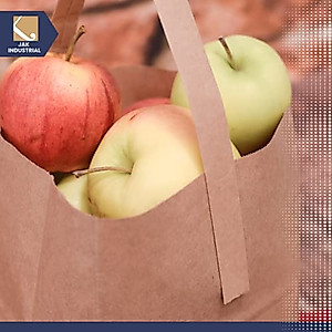 8 x 6 x 3.5 Inch Small Kraft Paper Bags with Paper Handles - Quarter Peck Apple/Produce Bag (50)