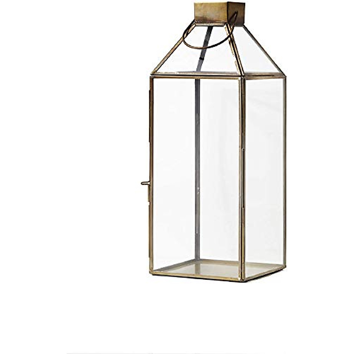 Serene Spaces Living Large Gold Decorative Hurricane Lantern Candle Holder with Glass Panels, 16" Tall