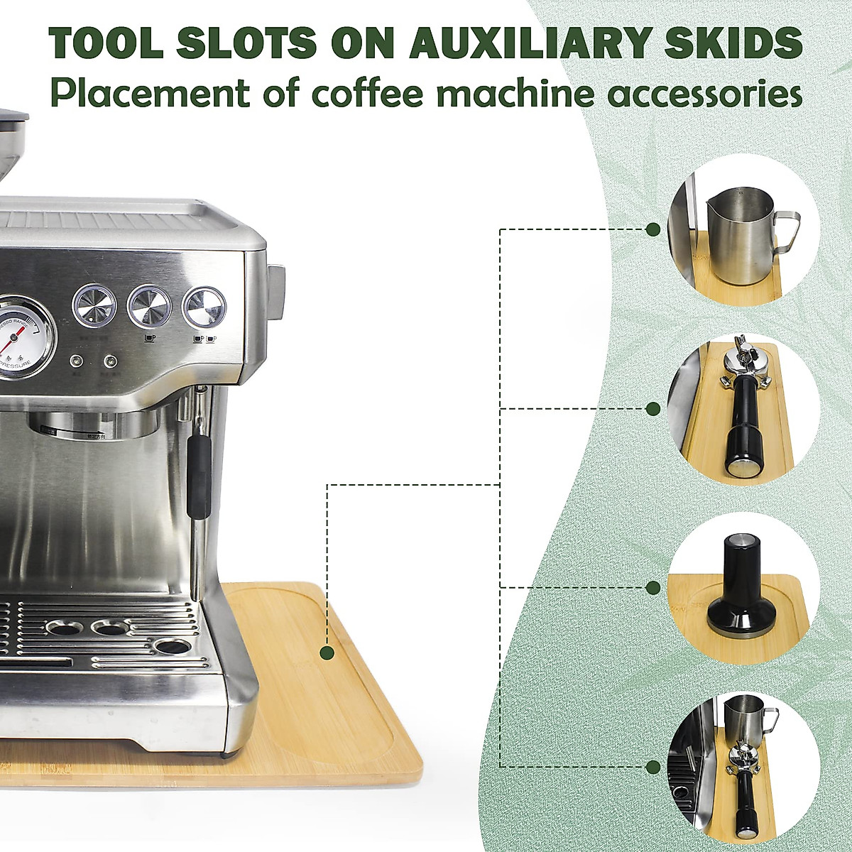 UPGRADED Oversize Bamboo Appliance Slider for Breville Barista Espresso Machine 870/878 - Under Cabinet Sliding Tray Caddy for Breville Barista/Barista Pro, Coffee Maker Mover for Kitchen Countertop