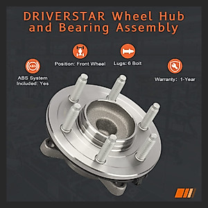 DRIVESTAR 515042 Front Left/Right Wheel Hub & Bearing Assembly for Ford Expedition, for Lincoln Navigator 2002 03 04 05 06, 2WD, 6 Lug w/ABS