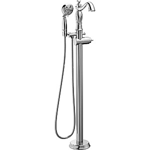 Delta Faucet Cassidy Floor-Mounted Freestanding Tub Filler with Handheld Shower - Tub Faucet - T4797-FL-LHP - Bathroom Fixtures - Chrome (Valve Sold Separately)