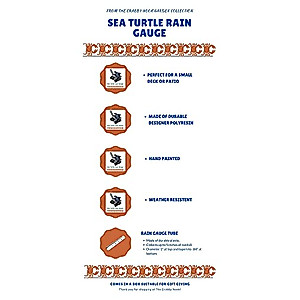 The Crabby Nook Small Rain Gauge Outdoor Garden Decor Guage for Deck or Yard Rain Water Catcher Gages Outdoors (Sea Turtle)