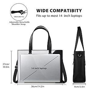 Alfheim Laptop Bags for Women 14 inch Leather Briefcase Large Business Shoulder Tote Bag Ladies Handbag for Office School Travel Work