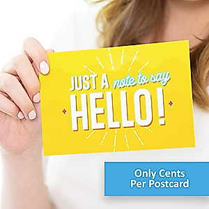 50 Hello Postcards - Bulk Postcards for Kids, Friends, Students, Teacher and More - Say We Miss You, Thinking of You, Thank You, Happy Birthday, Just a Note to Say Hi, Welcome, Summer Camp Greetings - Blank 4x6” Post Cards Pack