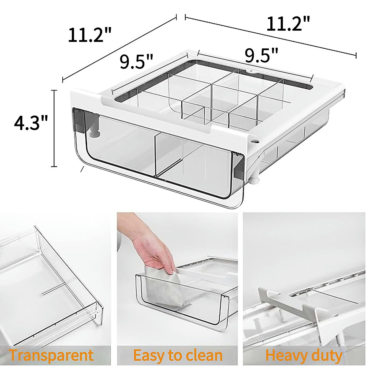 vacane Clear Under Shelf Drawer Organizer, Under Cabinet Shelf Hanging Storage Easy to Install, Bpa-Free Plastic Storage for Closet Kitchen Pantry Cupboard