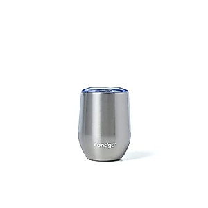 Contigo River North Stainless Steel Wine Tumbler with Spill-Proof Lid, Leak-Proof 12oz Reusable Wine Glass, Dishwasher Safe & Keeps Drinks Hot or Cold for Hours, 2-Pack Dark Ice & Sunbeam Gold