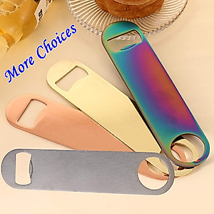WAYTOSUC 2Pcs Gold Stainless Steel Flat Bottle Opener, Heavy Duty Bartender Beer Bottle Opener for Bar Home Kitchen Restaurant (2, Gold)