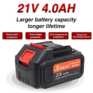 SARRED Cordless Impact Wrench 1/2 Inch, Brushless Impact Driver Max Torque 300 Ft-lbs, 21V Electric Impact Wrench with 4.0Ah Battery and Fast Charger & Variable Speeds for Car Home