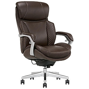 Serta iComfort i6000 Series Big & Tall Ergonomic Bonded Leather High-Back Executive Chair, Brown/Silver