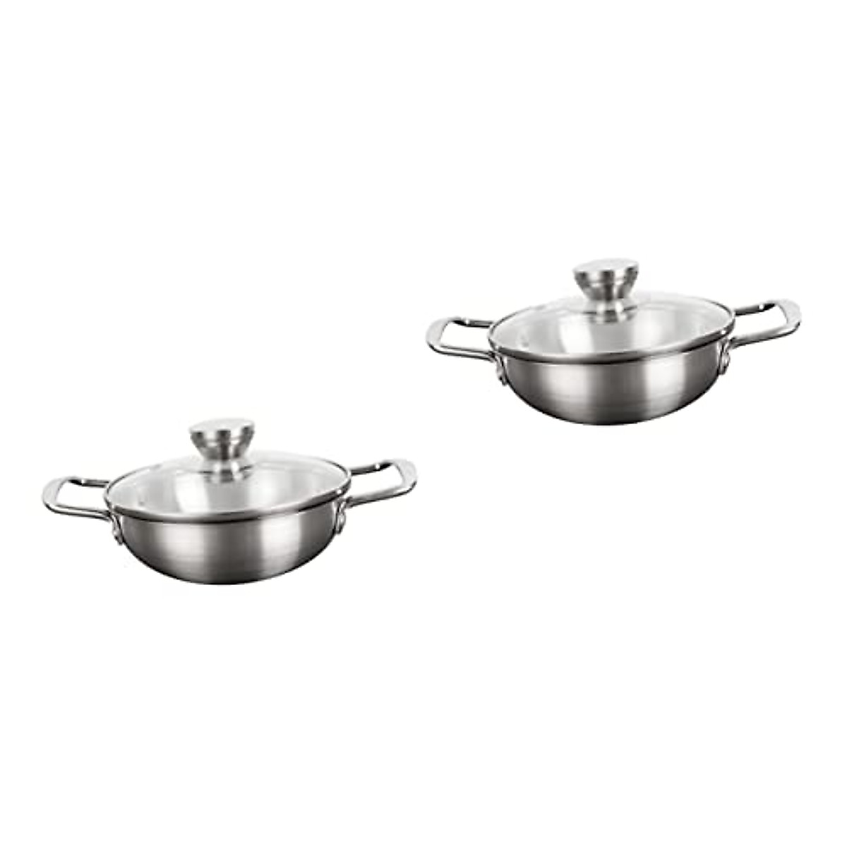 YARNOW 2pcs Stainless Steel Noodle Pot Pasta Cooker Korean Ramen Pot Korean Pots for Cooking Ramen Pot with Lid Cast Iron Pan Stir Fry Pan Large Soup Pot Big Noodles Cooking Pot with Lid