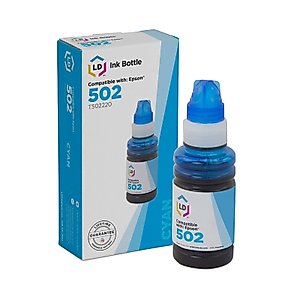 LD Products Compatible Ink Bottle Replacement for Epson 502 T502220-S (Cyan) for use in Epson ET Series, Epson Expression and Epson Workforce