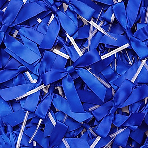 Dark Blue Satin Bow Twist Ties for Treat Bags (100 Pack)