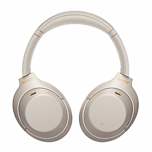 Sony WH-1000XM4 Wireless Noise Canceling Over-Ear Headphones (Silver) Bundle with 10000 mAh Ultra-Portable LED Display Wireless Quick Charge Battery Bank (Black) (2 Items)