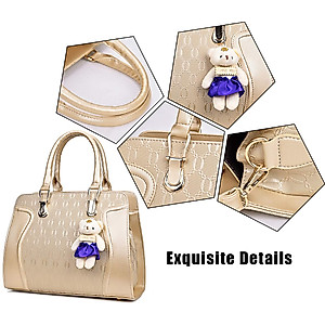 Chikencall Women Fashion Handbags and Purses 4pcs Set Synthetic Leather Top Handle Satchel Shoulder Bag for Christmas