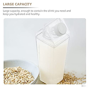 UPKOCH 2pcs Milk Carton Water Bottle 500ml 1000ml Plastic Clear Square Milk Bottles Water Bottle Portable Reusable Milk Carton Juice Bottle Perfect for Fitness Gym Camping Sports