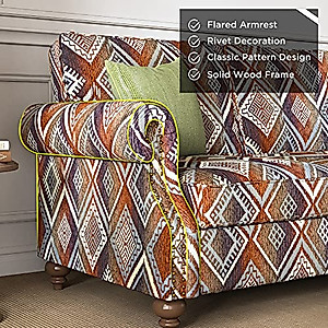 HONBAY Upholstered Sofa 3 Seater Couch with Rolled Arms, Traditional Sofa Couch with Nailhead Trim Sofa for Living Room