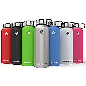 Swig Savvy Sports Water Bottle, Vacuum Insulated Stainless steel, Double Wall Wide Mouth Leakproof Lid - 18oz (Pink)