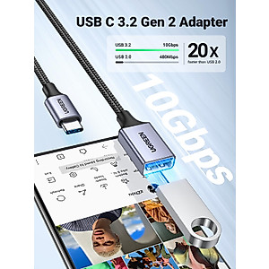 UGREEN USB C to USB A 3.2 Adapter,USB C Male to USB Female Adapter Nylon Braid,Type C OTG Cable Compatible with iPhone 16 15 Pro, Samsung S23 Ultra, MacBook Pro 2022, MacBook Air/Mini,iPad