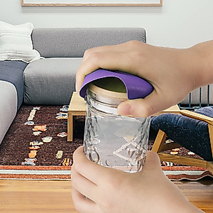 4pcs Jar Opener Gripper Pads, Rubber Jar Grippers Multi-function Jar Opener for Seniors with Weak Hands Coasters (Blue, Purple)