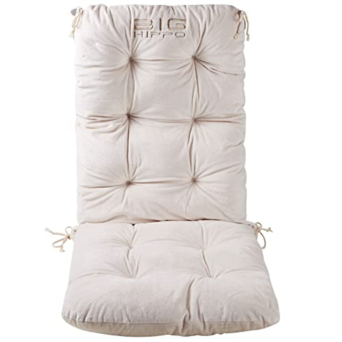 Big Hippo Solid Twill Swivel Rocker Chair Cushion Comfy Rocking Chair Cushion,Soft Thicken Rocking Chair Cushion with Ties for Outdoor Indoor Home Office,Beige 48" x 18"