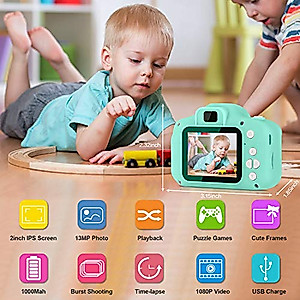 Kids Camera for Girls Boys, Kids Selfie Camera Toy 13MP 1080P HD Digital Video Camera for Toddler, Christmas Birthday Gifts for 3-10 Years Old Children with 32G SD Card [2023 Upgrade] Green