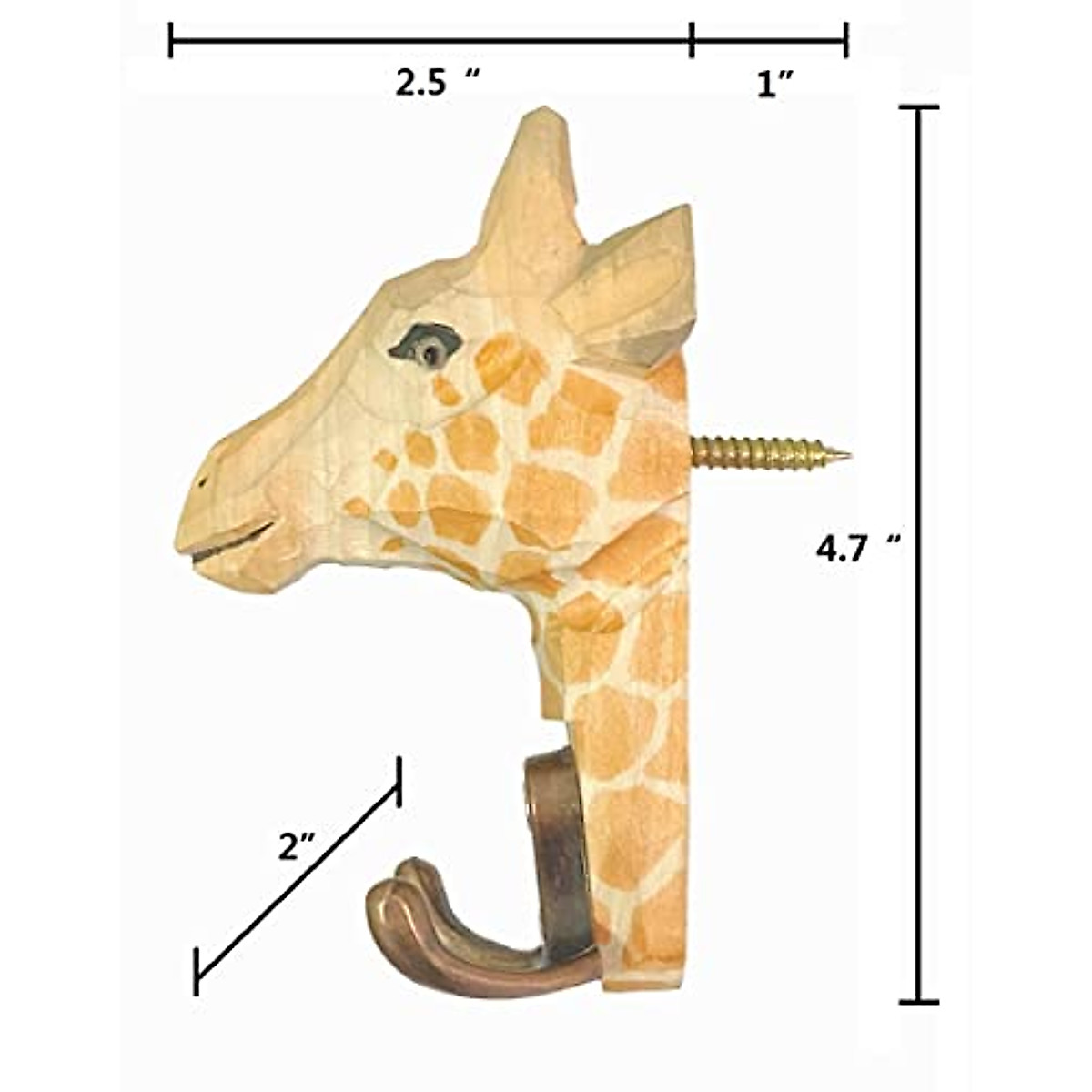 MAGIC WOOD 2PCS Natural Wooden Hooks Animal Creative Wall Mounted Art Décor Hat Coat Towel Hanger Gift (Lion)