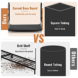 Firewood Rack Outdoor Indoor, Fireplace Wood Storage Holder with Exquisite Leaf Patterns, Heavy Duty Logs Rack Stand, Fire Wood Rack Bracket for Stove Fire Pit, 110 lbs Load Capacity, Easy Assembly