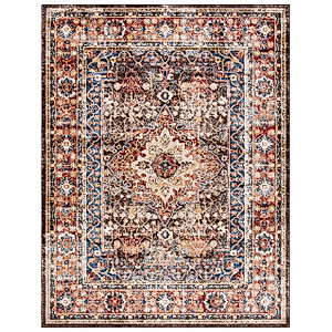 SAFAVIEH Bijar Collection Area Rug - 9' x 12', Brown & Rust, Traditional Oriental Distressed Design, Non-Shedding & Easy Care, Ideal for High Traffic Areas in Living Room, Bedroom (BIJ652D)