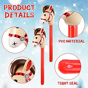Chivao 30 Pack Inflatable Stick Horse Toy Horse on a Stick Horse Stick Toy Horse Head Stick Balloon Bulk for Cowgirl Cowboy Western Themed Birthday Party Baby Shower Decorations, 37 Inch (Red)