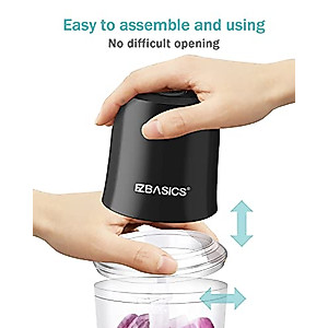 EZBASICS Food Processor, Small Electric Food Chopper for Vegetables, Meat, Fruits, Nuts, 2 Speed Mini Food Grinder With Sharp Blades, 2-Cup Capacity, Black