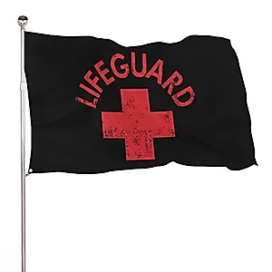 Lifeguard Banner Flag Decorations for Indoor Outdoor Garden Yard Flags Funny Graphic 3x5 4x7 Ft 35x59 in