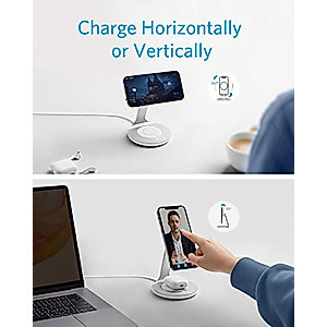 Anker Wireless Charger, PowerWave Magnetic 2-in-1 Stand with 4 ft USB-C Cable, Wireless Charging Station Only for iPhone 14/14 Pro/14 Pro Max/13/13 Pro Max / AirPods Pro (No AC Adapter)