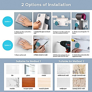BeiLeiNiceHK Hair Dryer Holder Wall Mounted,Dyson Blow Dryer Stand with Adhesive and Punching,Cute Hairdryer Storage Organizer and Modern Blowdryer Wall Holder